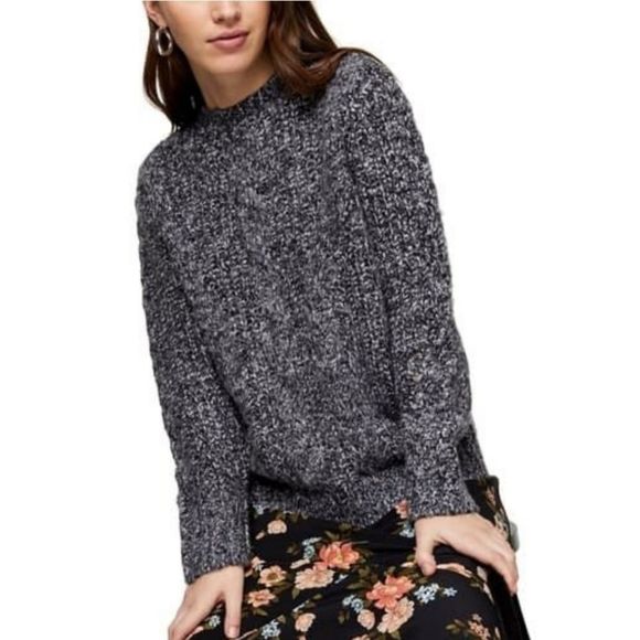 Topshop | Sweaters | Topshop Charcoal Vertical Cable Crew Sweater A9 ...